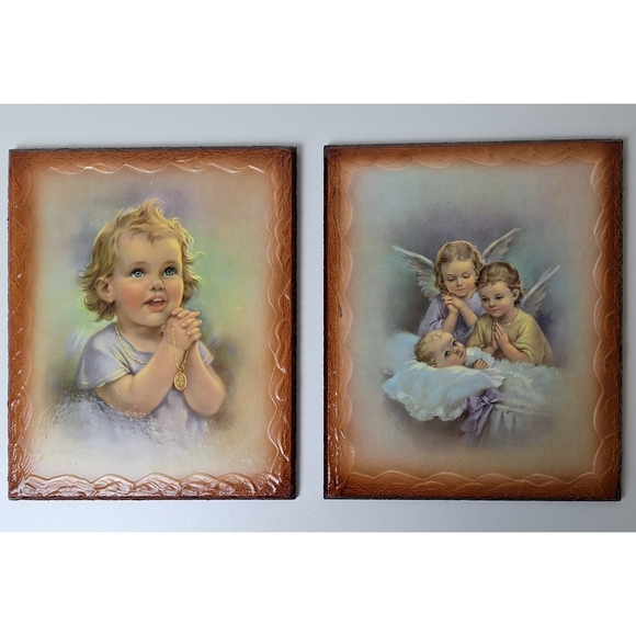 unbranded | Wall Decor | Vintage Child Praying Guardian Angels Watching ...